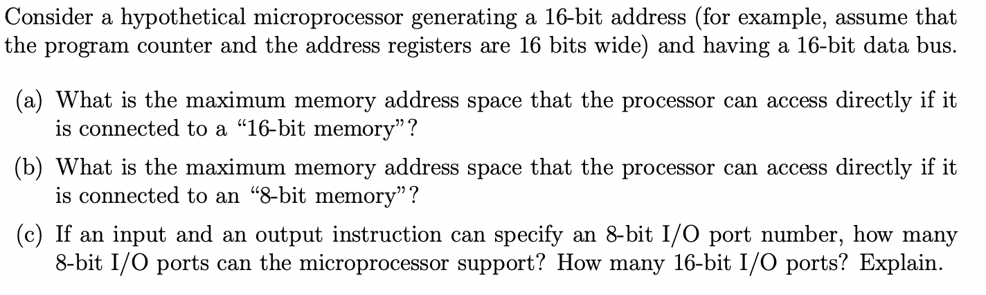 Solved Consider a hypothetical microprocessor generating a | Chegg.com
