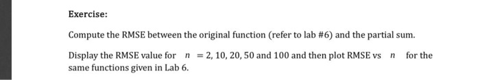 Exercise Compute the RMSE between the original | Chegg.com