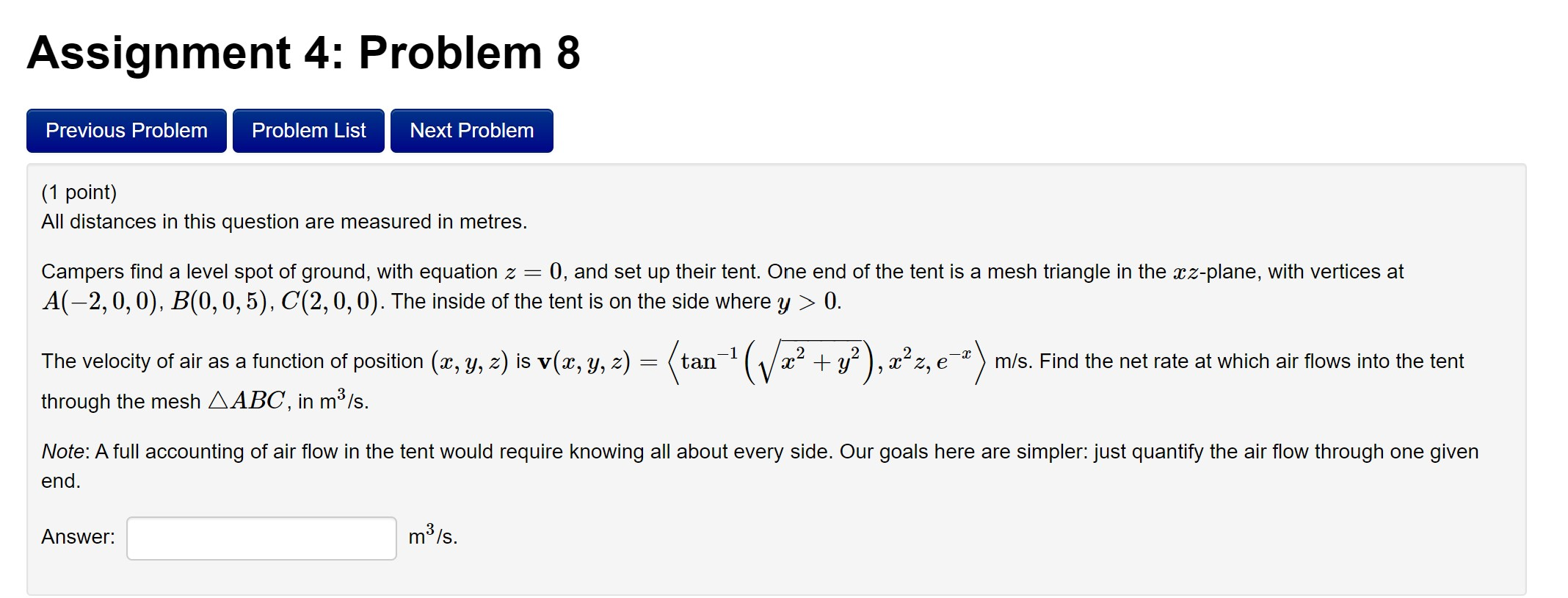 Solved Assignment 4 Problem 8 Previous Problem Problem List 0320