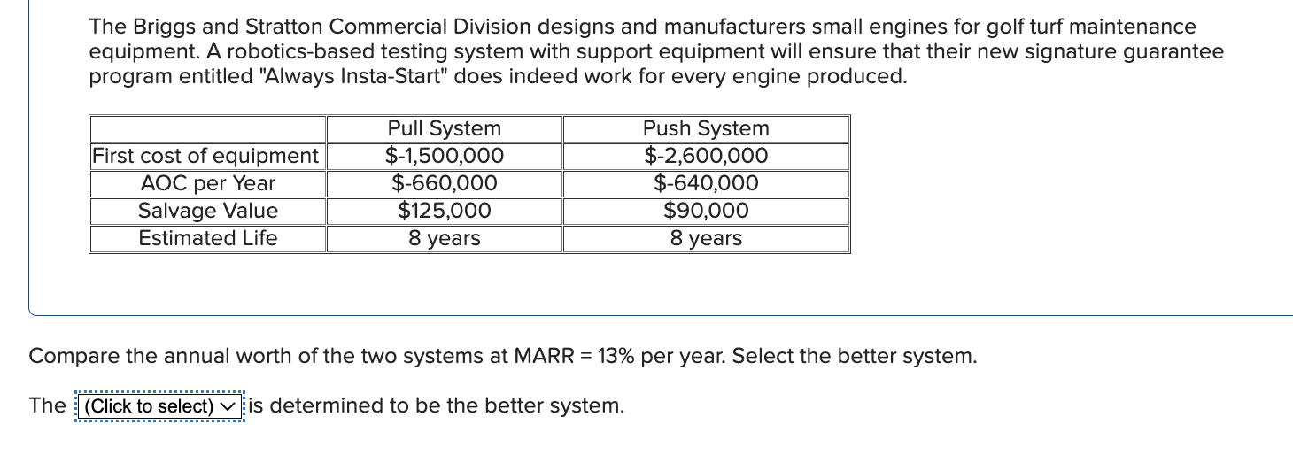 Solved The Briggs and Stratton Commercial Division designs | Chegg.com