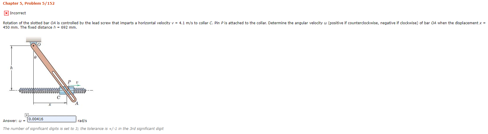 Solved Chapter 5, Problem 5/152 X Incorrect Rotation of the | Chegg.com
