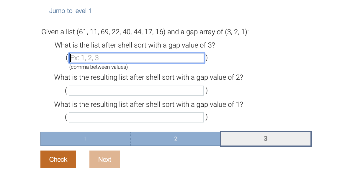 Solved iven a list (61,11,69,22,40,44,17,16) and a gap array | Chegg.com