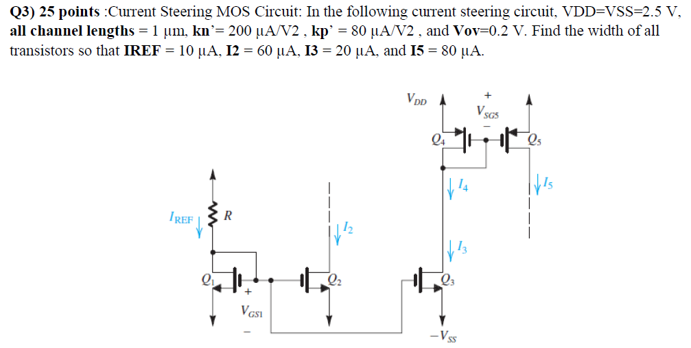 Solved Q3) 25 points :Current Steering MOS Circuit: In the | Chegg.com