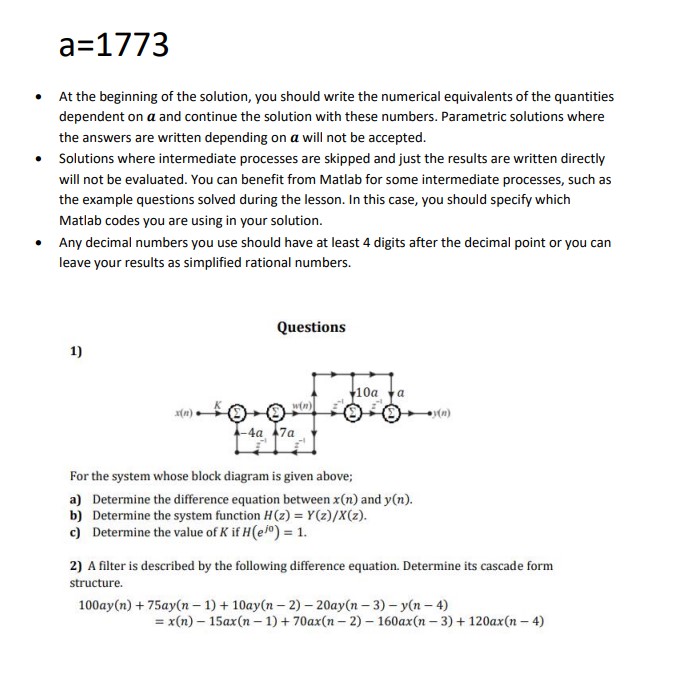 Solved a=1773 - At the beginning of the solution, you should | Chegg.com