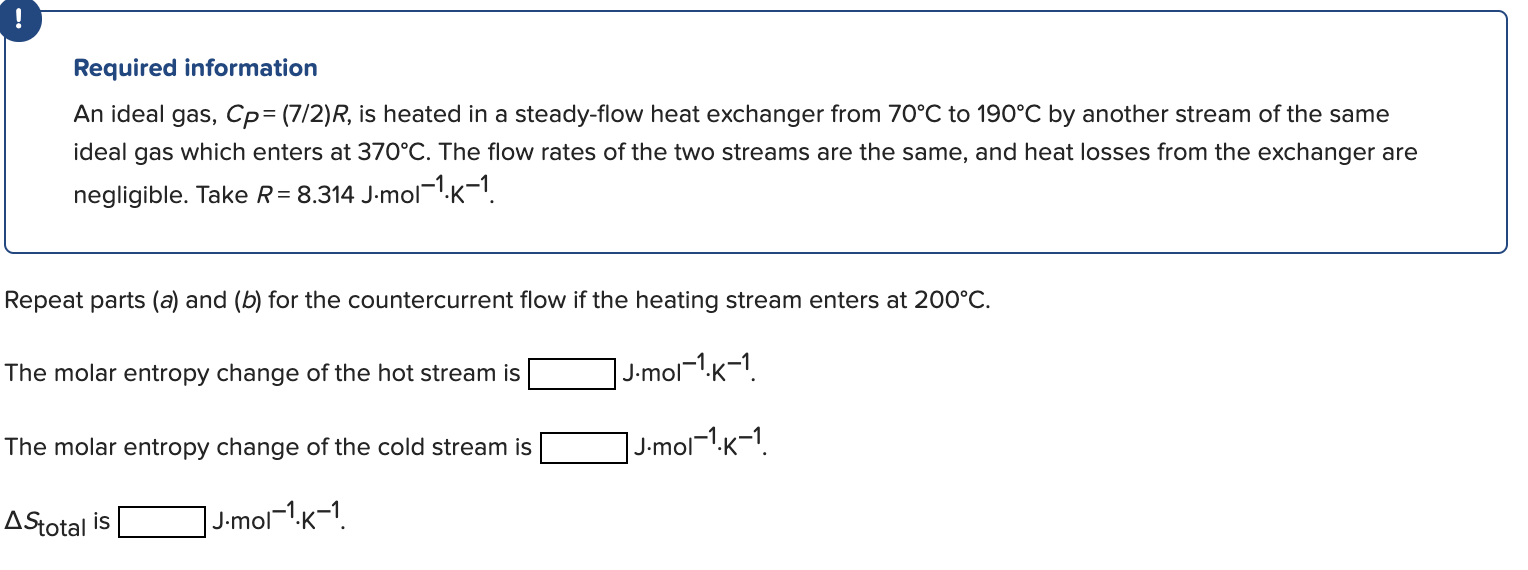 Solved Required information An ideal gas, Cp= (7/2)R, is | Chegg.com