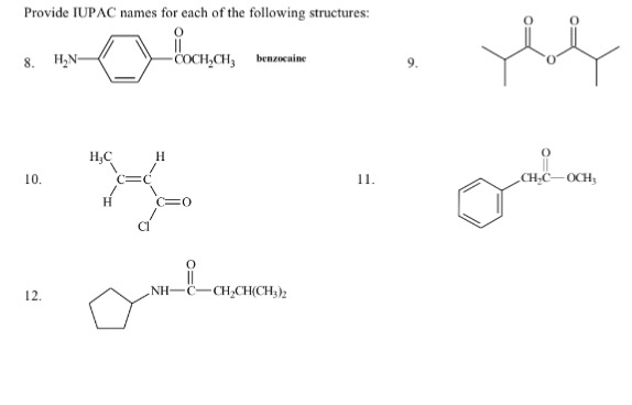 Solved Provide IUPAC names for each of the following | Chegg.com