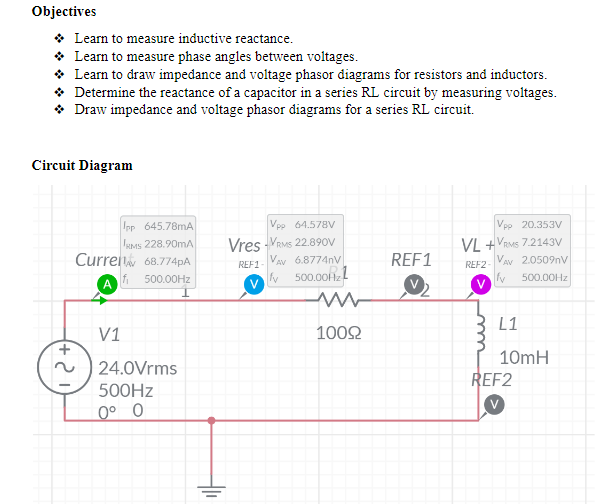 Solved Objectives Learn to measure inductive reactance. | Chegg.com