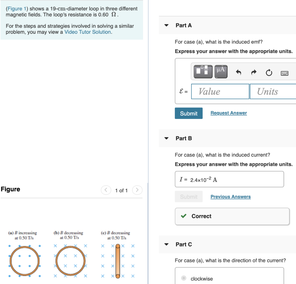 Solved (Figure 1) shows a 19-cm-diameter loop in three | Chegg.com