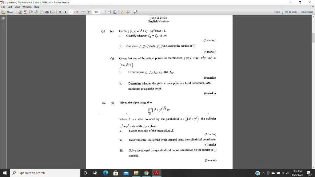 Solved X ASSIGNMENT.pdt - Adobe Reader File Edit View Window | Chegg.com