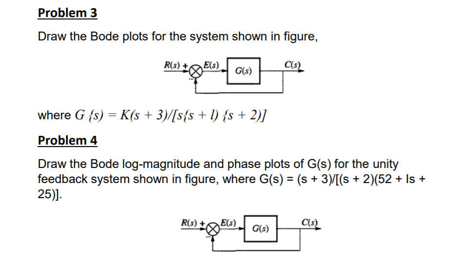 Solved Problem 3 Draw the Bode plots for the system shown in | Chegg.com