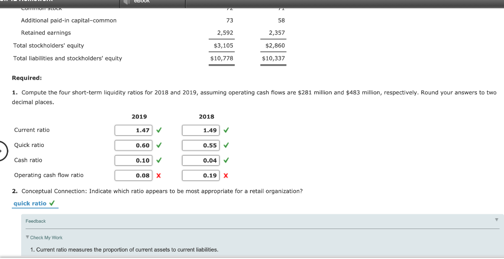 Solved Exercise 12-78 Short-Term Liquidity Ratios The | Chegg.com