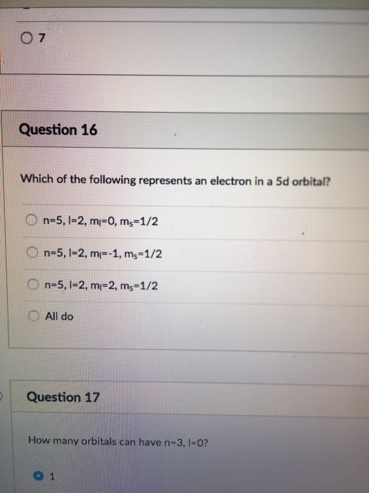 Solved Which of the following represents an electron in a 5d | Chegg.com