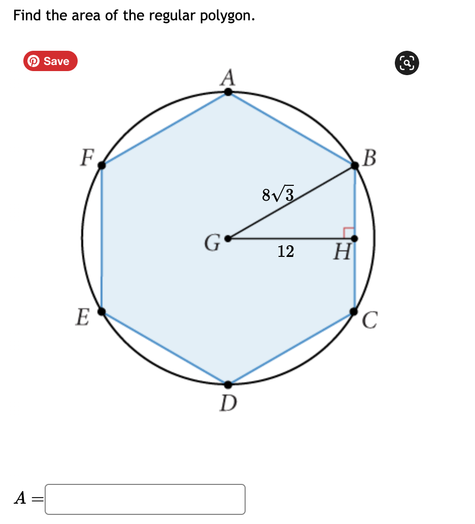 Solved Find the area of the regular polygon. | Chegg.com