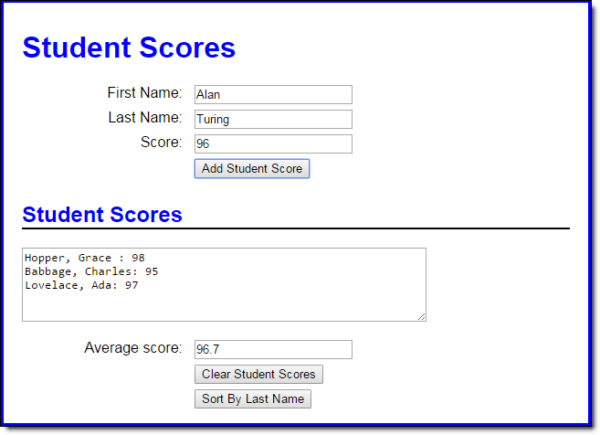 Solved Develop the Student Scores application In this | Chegg.com