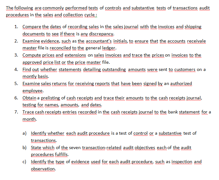 The following are commonly performed tests of | Chegg.com