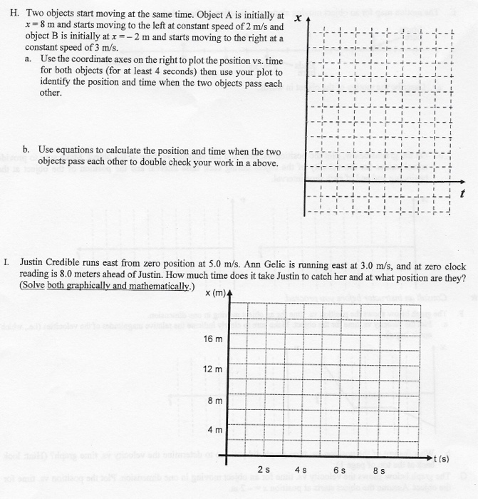 Solved H. Two objects start moving at the same time. Object | Chegg.com