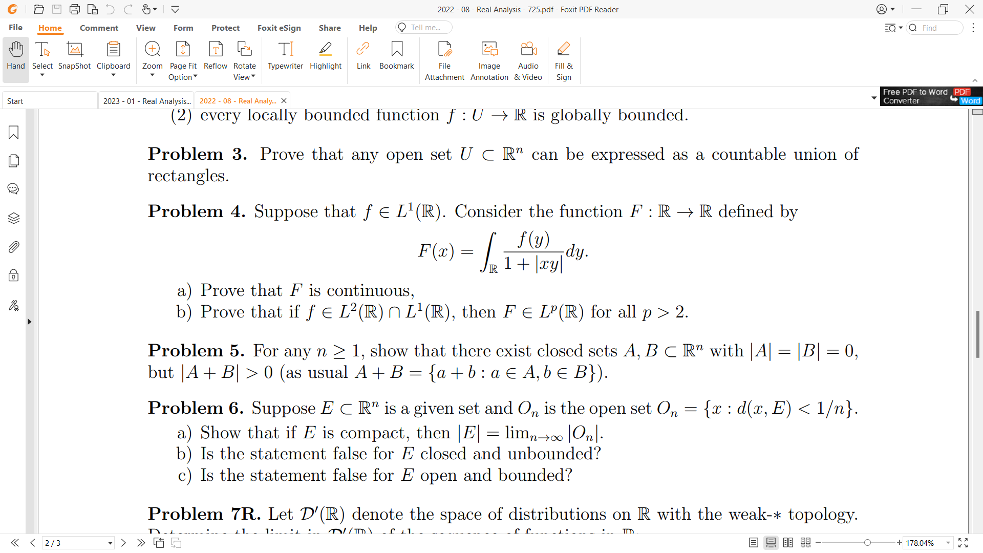 Solved \r\n8 2022 - 08 - Real Analysis - 725.pdf - Foxit PDF | Chegg.com