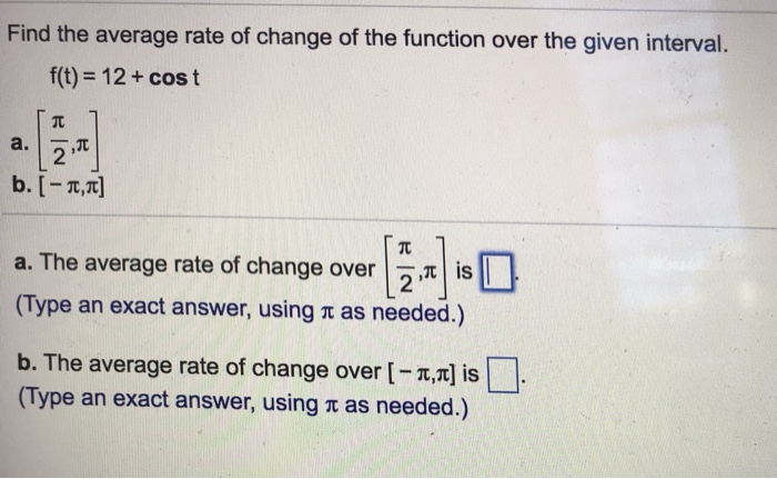 Solved Find the average rate of change of the function over | Chegg.com