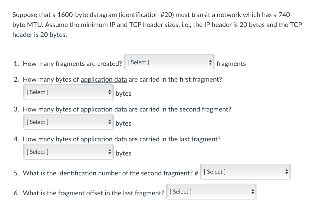 Solved Suppose that a 1600-byte datagram (identification | Chegg.com