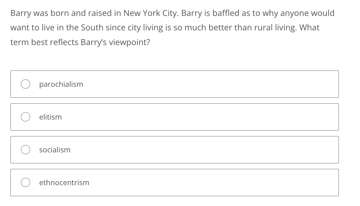 Solved Barry was born and raised in New York City. Barry is | Chegg.com