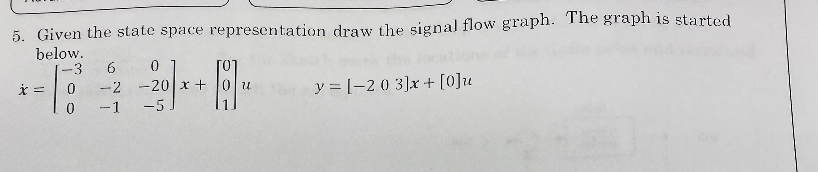 Solved 5. Given the state space representation draw the | Chegg.com