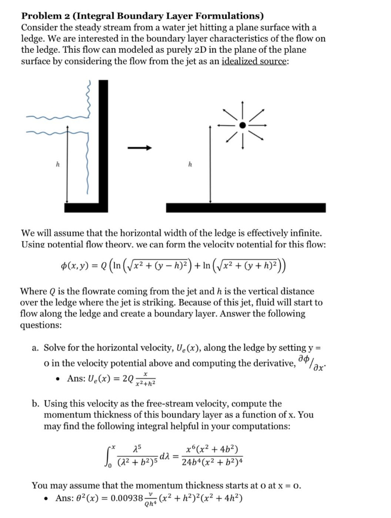 Problem 2 (Integral Boundary Layer Formulations) | Chegg.com