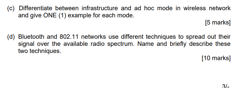 Solved (c) Differentiate between infrastructure and ad hoc | Chegg.com