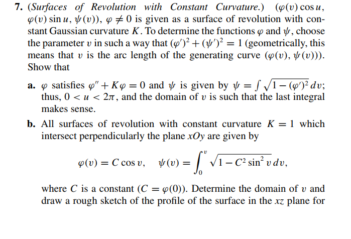 Solved 7 Surfaces Of Revolution With Constant Curvature