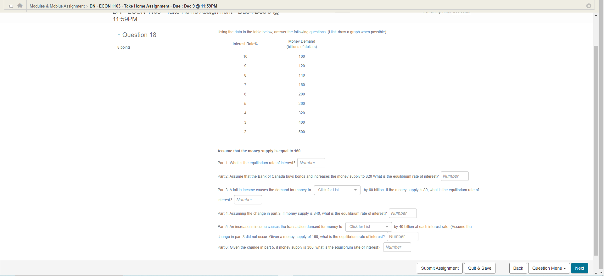 Solved Using the data in the table below, answer the | Chegg.com