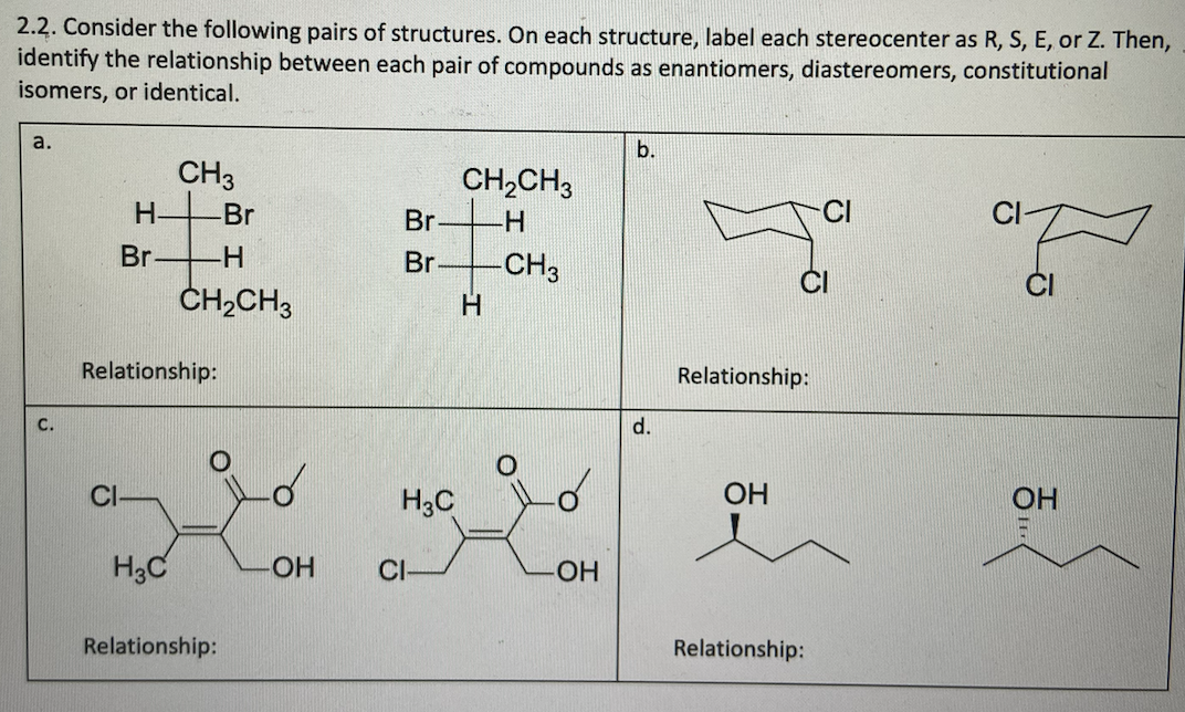 Solved 2.2. ﻿Consider the following pairs of structures. On | Chegg.com