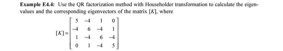 Solved Example E4.4: Use the QR factorization method with | Chegg.com