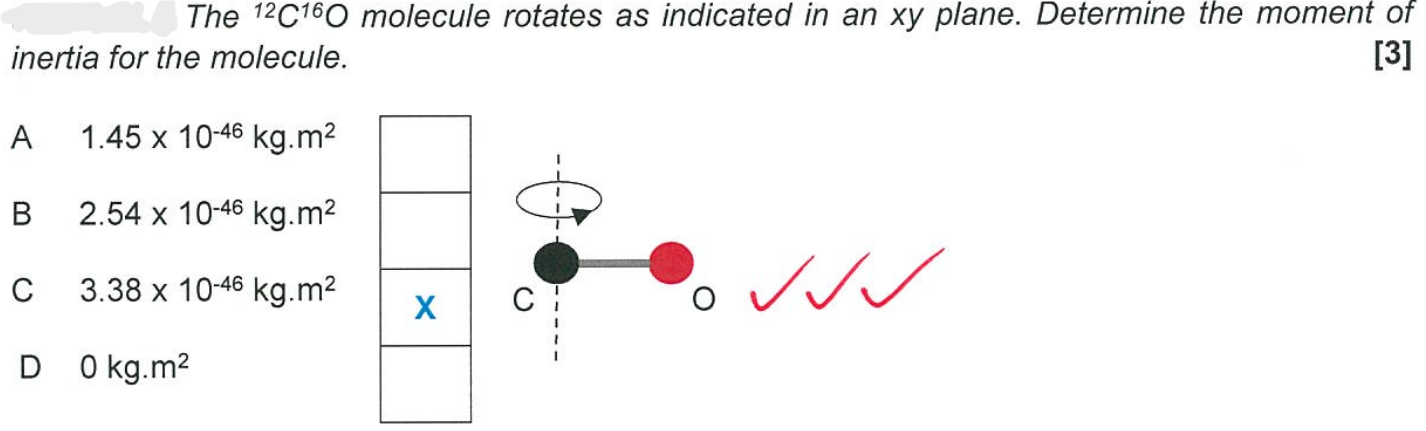 Solved The 12C160 molecule rotates as indicated in an xy | Chegg.com