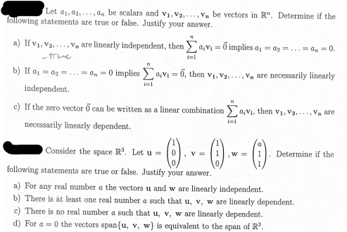 Solved Let a1,a2,dots,an ﻿be scalars and v1,v2,dots,vn ﻿be | Chegg.com