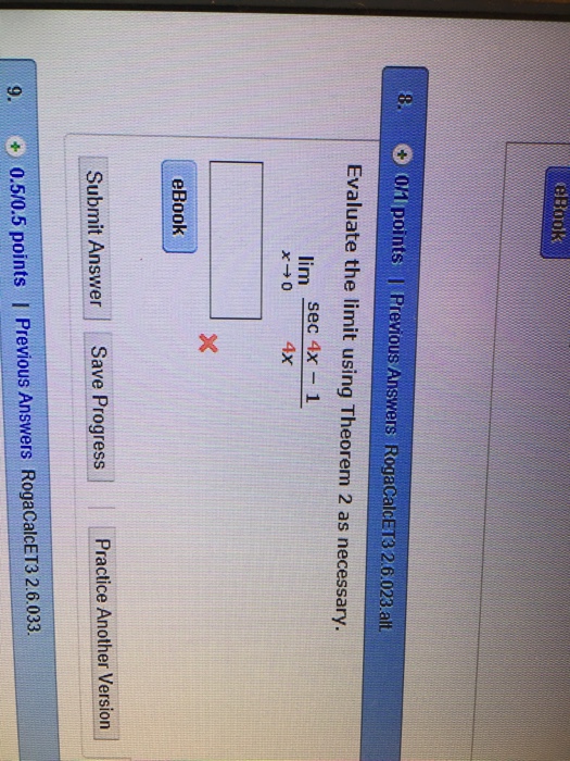 Solved Evaluate the limit using Theorem 2 as necessary. | Chegg.com