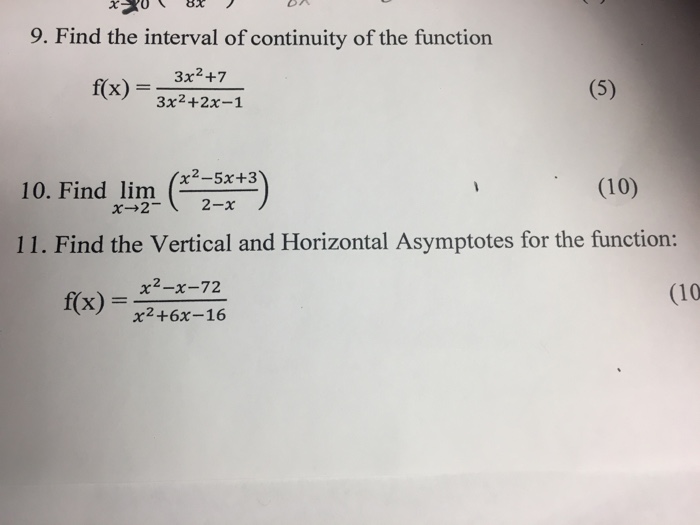 Solved Find the interval of continuity of the function f(x) | Chegg.com