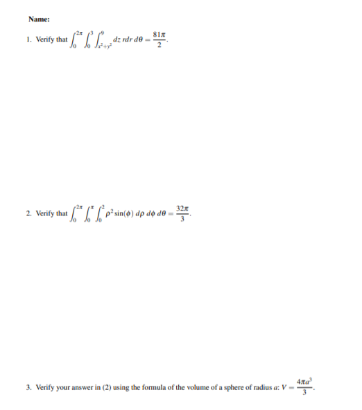 Solved Calculus-III Triple Integrals in Cylindrical and | Chegg.com