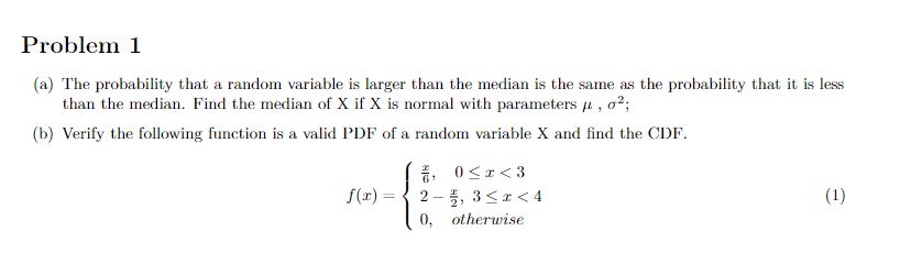 Solved (a) The probability that a random variable is larger | Chegg.com