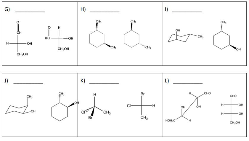 Solved 11) Indicate whether the pairs of structures below | Chegg.com