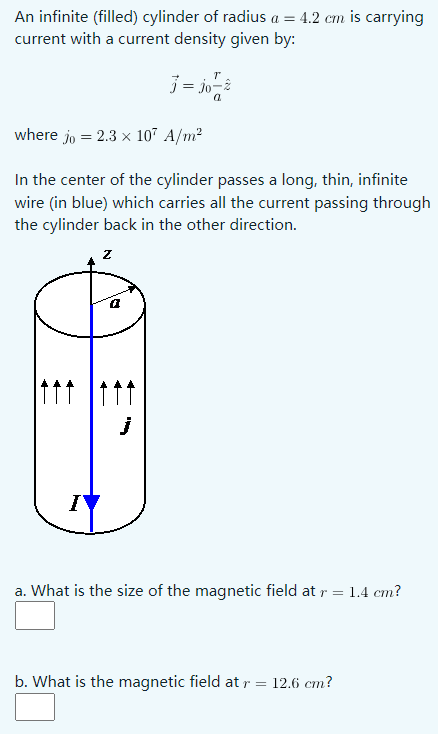 An infinite (filled) cylinder of radius a=4.2 cm is | Chegg.com