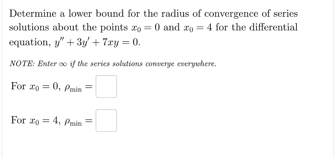 Solved Determine a lower bound for the radius of convergence | Chegg.com