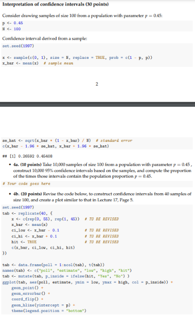 Interpretation of confidence intervals (30 points) | Chegg.com