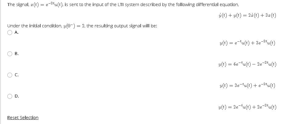 Solved The signal, æ(t) = e-28u(t), is sent to the input of | Chegg.com