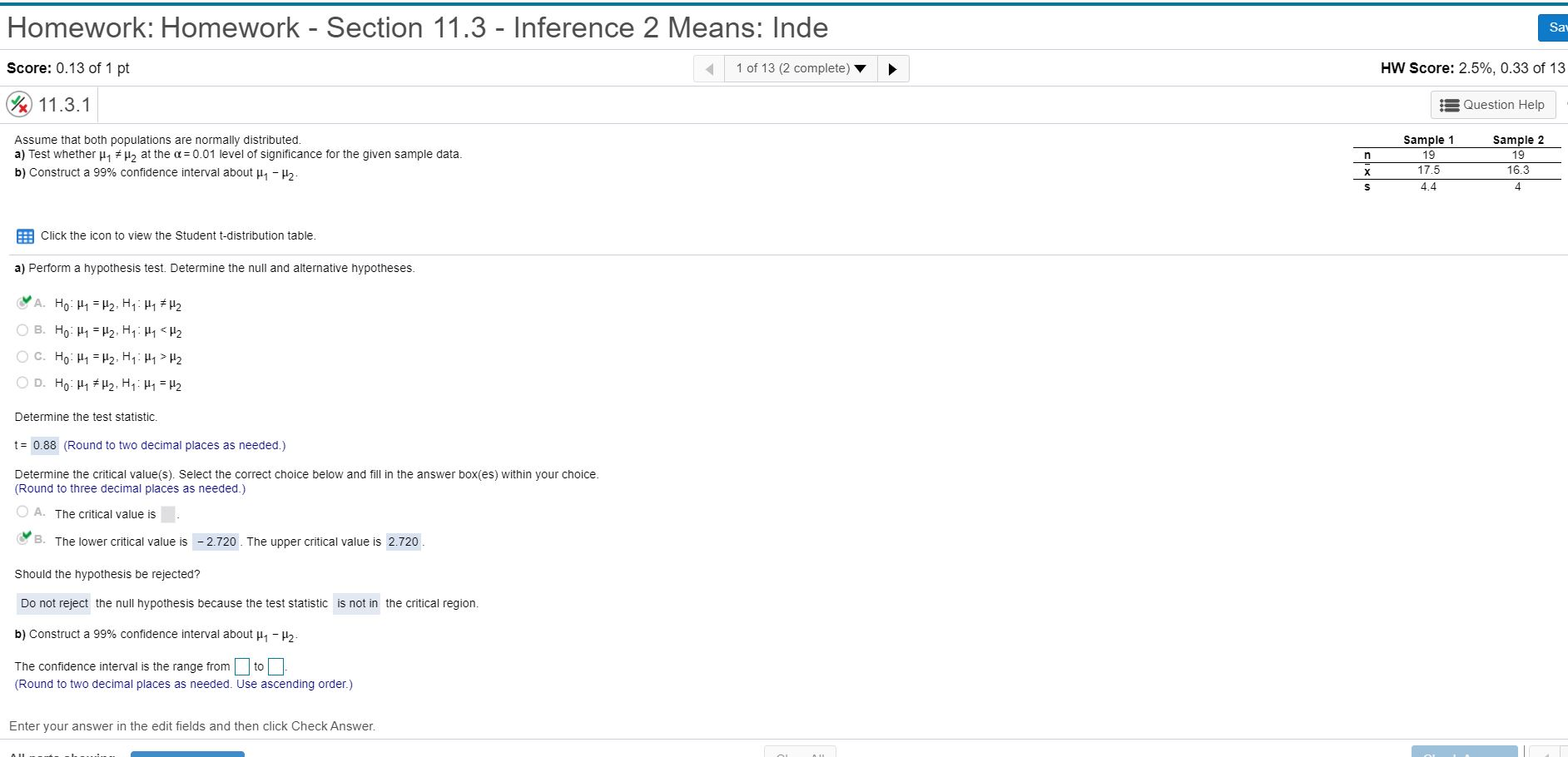Solved Homework: Homework - Section 11.3 - Inference 2 | Chegg.com