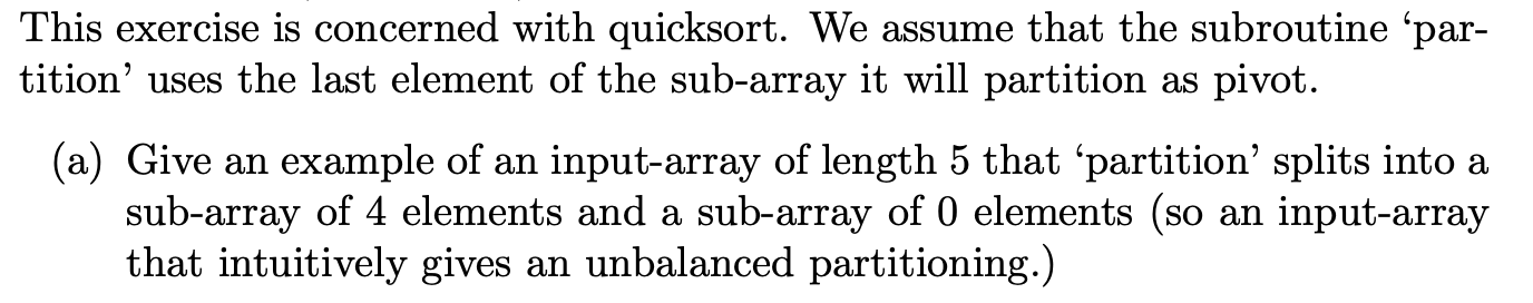 Solved This exercise is concerned with quicksort. We assume | Chegg.com Solved This exercise is concerned with quicksort. We assume | Chegg.com