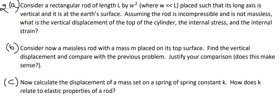 Solved 9. (a) Consider a rectangular rod of length L by w2 | Chegg.com