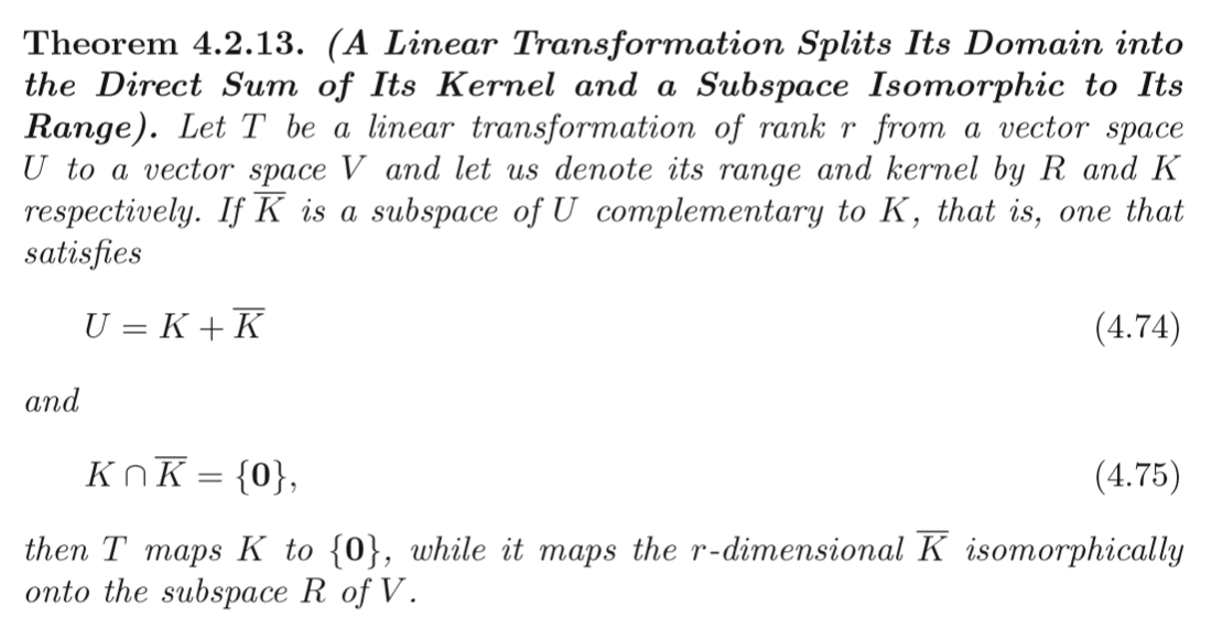 Solved Theorem 4.2.13. (A Linear Transformation Splits Its | Chegg.com