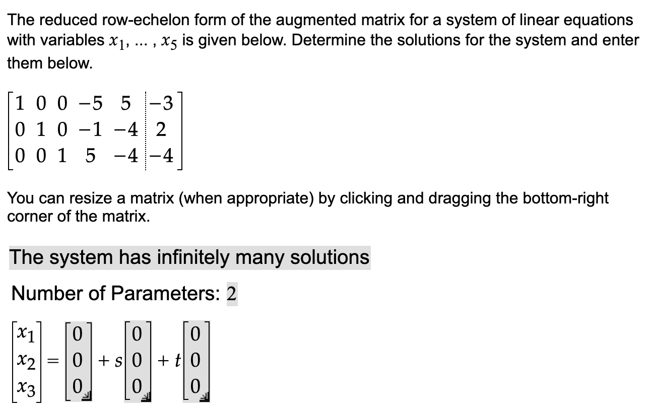 Solved The reduced row-echelon form of the augmented matrix | Chegg.com