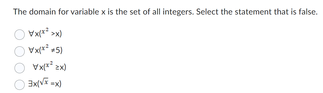 Solved The domain for variable x is the set of all integers. | Chegg.com