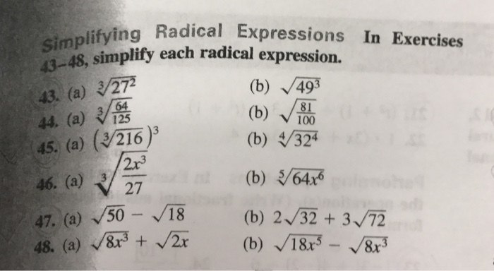 Solved In Exercises 43-48, simplify each radical expression. | Chegg.com