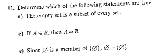 Solved 11. Determine which of the following statements are | Chegg.com